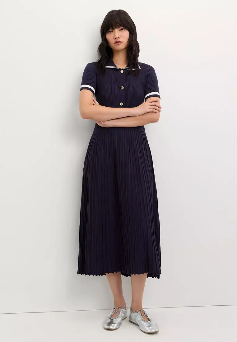 Pomelo Pleated Polo Dress - Navy 2026 | Buy Pomelo Online | ZALORA Hong ...