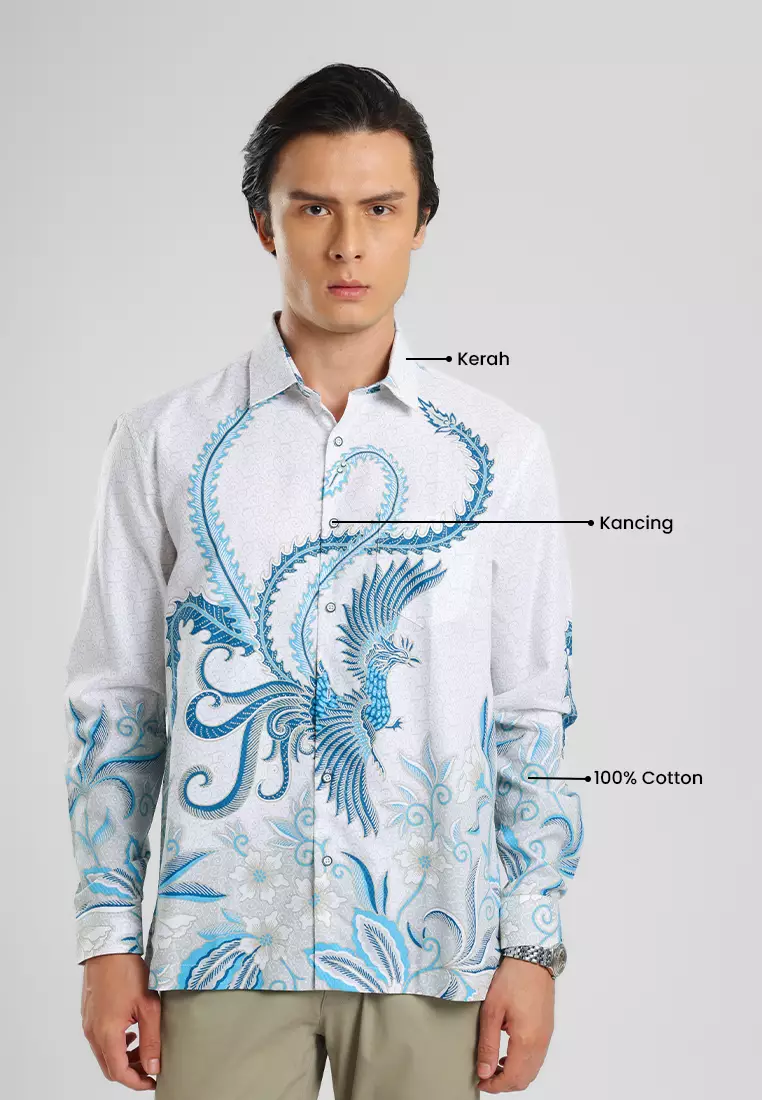 Jual Manzone MANZONE - Kemeja Batik Lengan Manzone Shena - White Warna ...