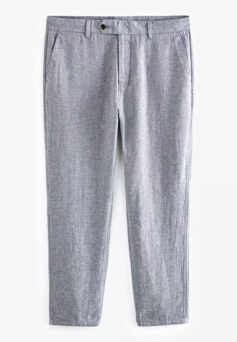 線上選購 NEXT Textured Linen Blend Trousers | ZALORA 台灣