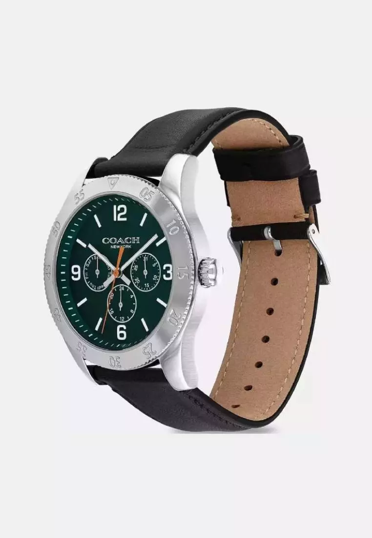 Jual Coach Jam Tangan Pria Coach Casey Silver Dial Black Leather Band ...