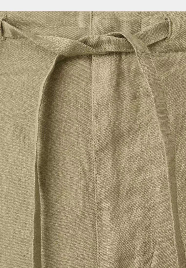 Buy Mango Bow Linen Trousers 2026 Online | ZALORA