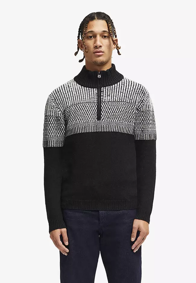 French Connection Graphic Jacquard Half Zip Jumper 2025 | Buy French ...