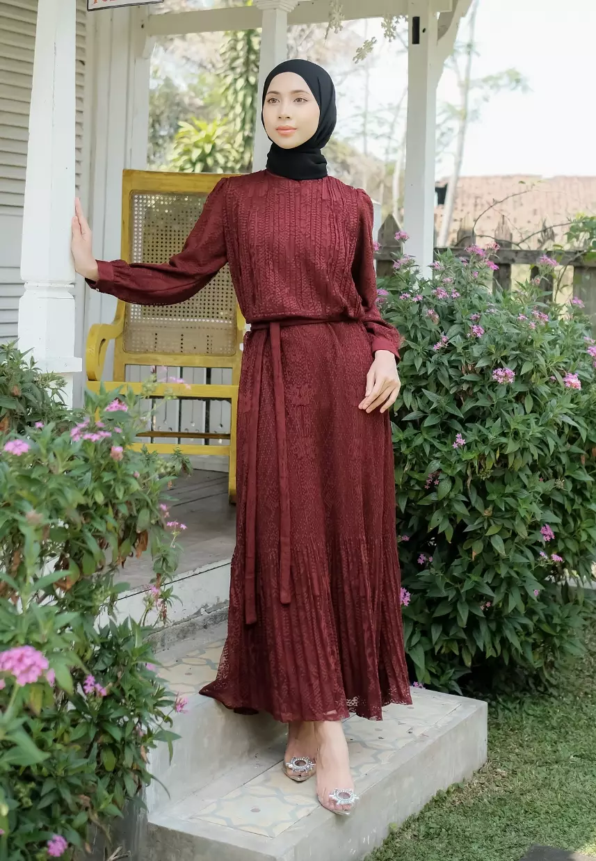 Jual LISH Ivanka Dress - Maroon Original 2025 | ZALORA Indonesia