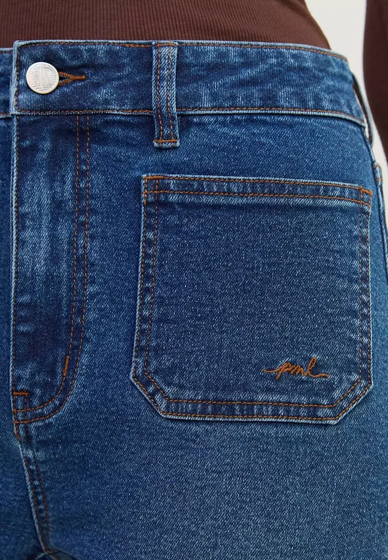 Buy Pomelo High Rise Flare Jeans - Blue 2026 Online | ZALORA