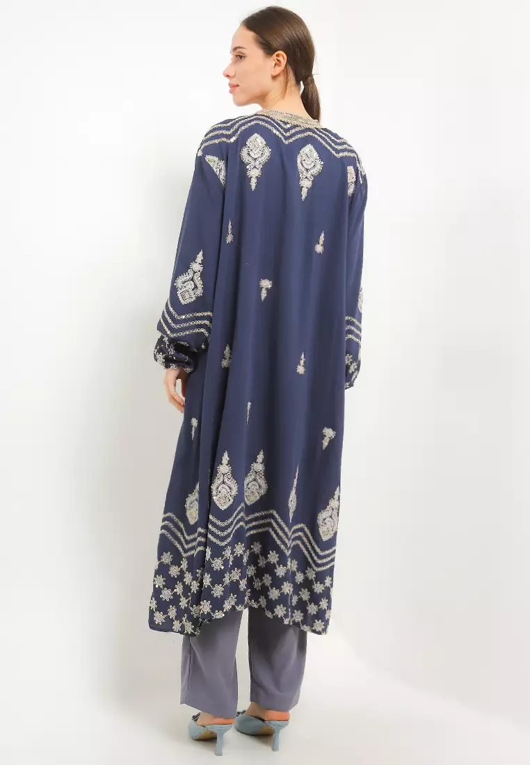 Jual Chic Simple Gold Lace Trimmed Seq Emb Kaftan Original 2025 ...