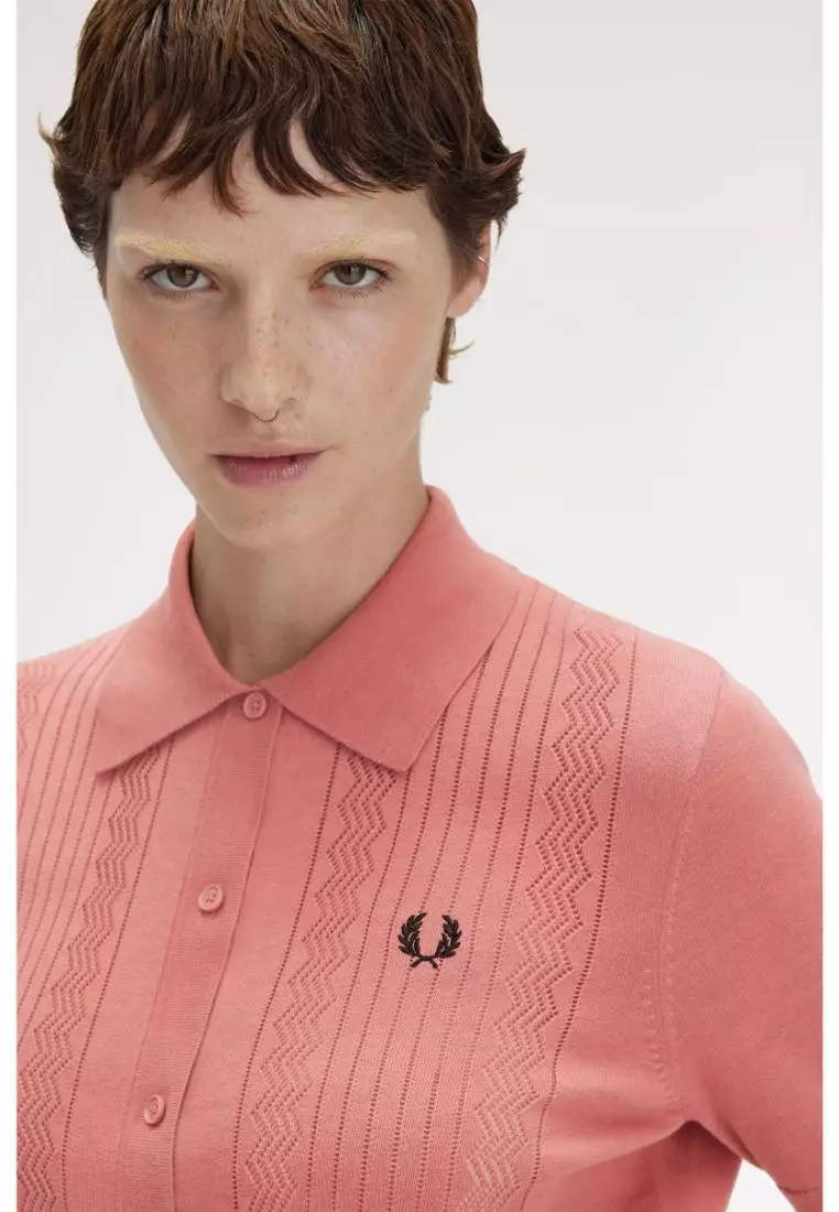 Buy Fred Perry Fred Perry K9133 Pointelle Detail Knitted Shirt (Putty ...
