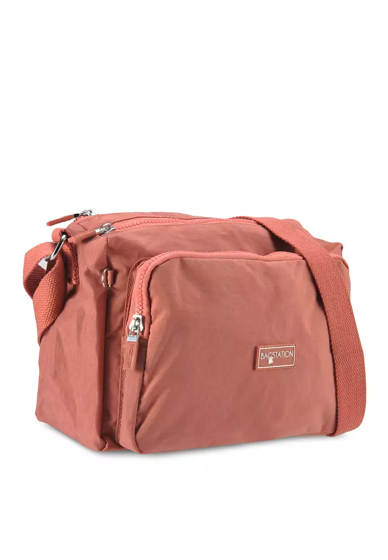 Jual Bagstation Crinkled Nylon Multi-Compartment Sling Bag Original ...