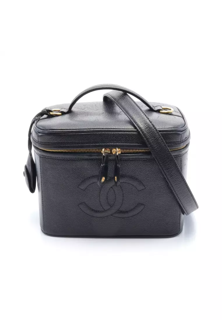 Buy Chanel Pre-loved Chanel coco mark vanity bag Caviar skin black gold ...