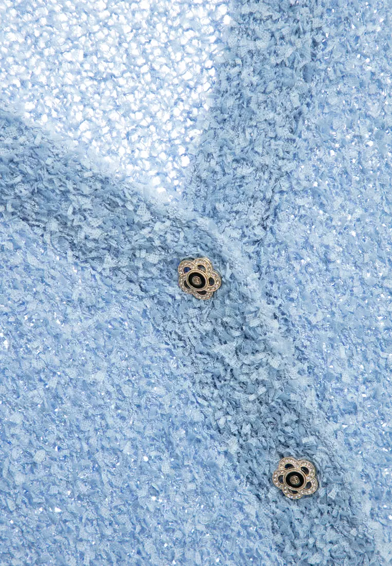 Buy iROO Blue V-Neck Cardigan 2025 Online | ZALORA