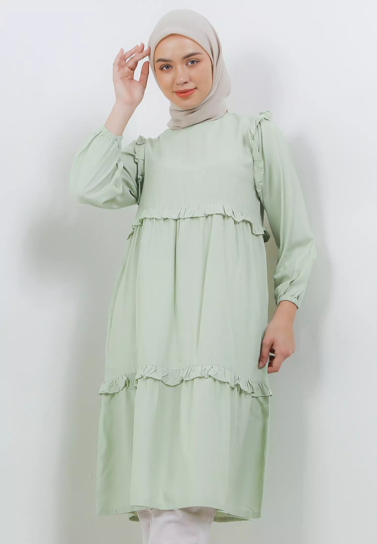 Jual MFMW MFMW Doremi Midi Dress Gamis Green Original 2026 | ZALORA ...