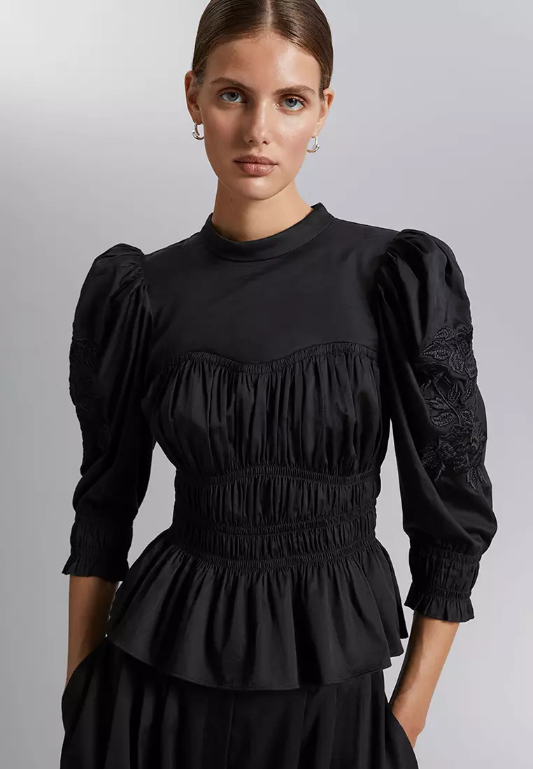 Buy & Other Stories Puff Sleeve Peplum Blouse Online | ZALORA Malaysia