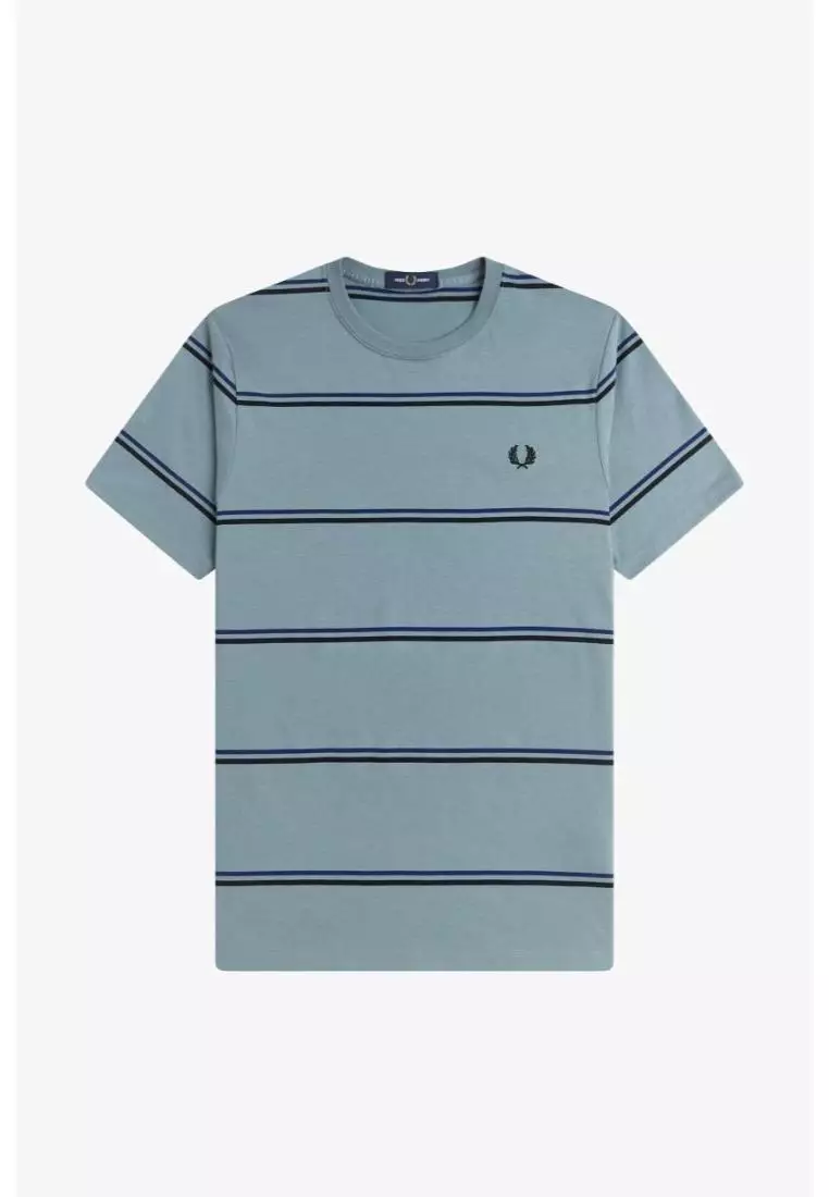 Buy Fred Perry Fred Perry M1734 Fine Stripe T-Shirt (Stockport Blue ...