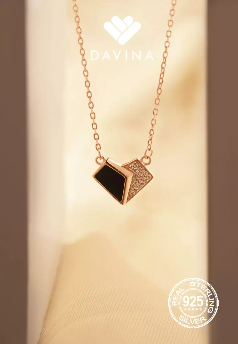 Jual DAVINA Jewelry DAVINA Ladies Lovela Black Necklace Rose Gold Color ...