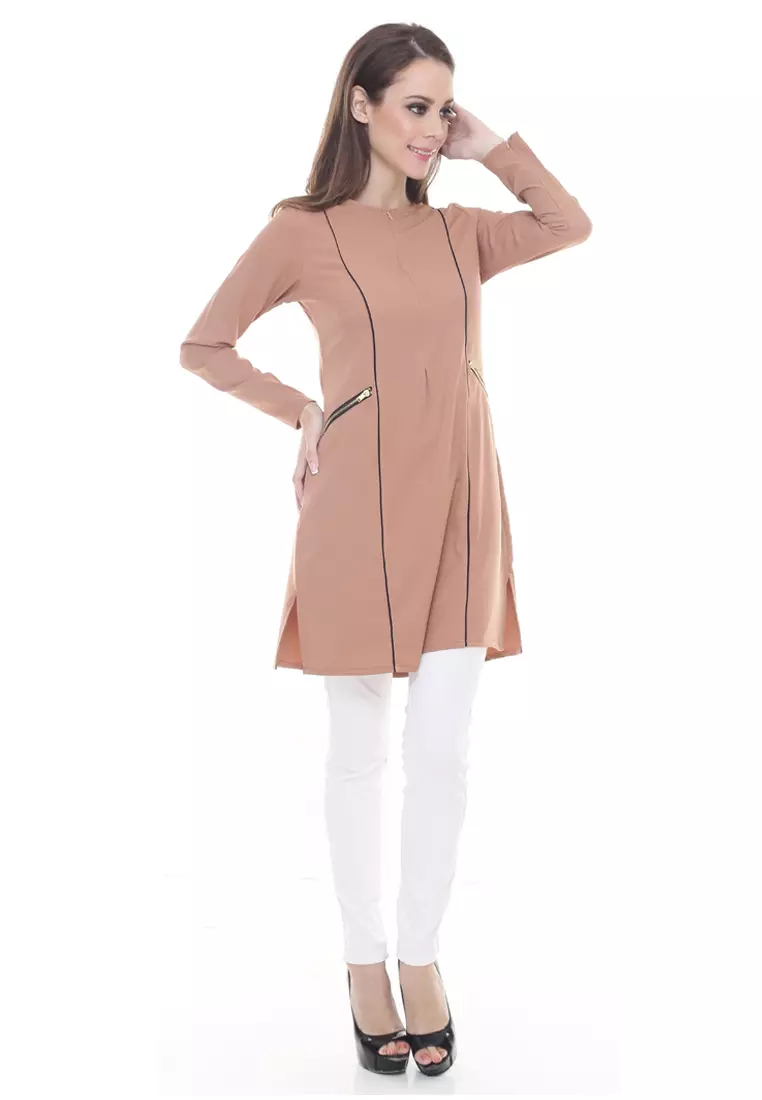 Buy Rina Nichie Basic Jovanda Tunic in Mustard Brown Online | ZALORA ...