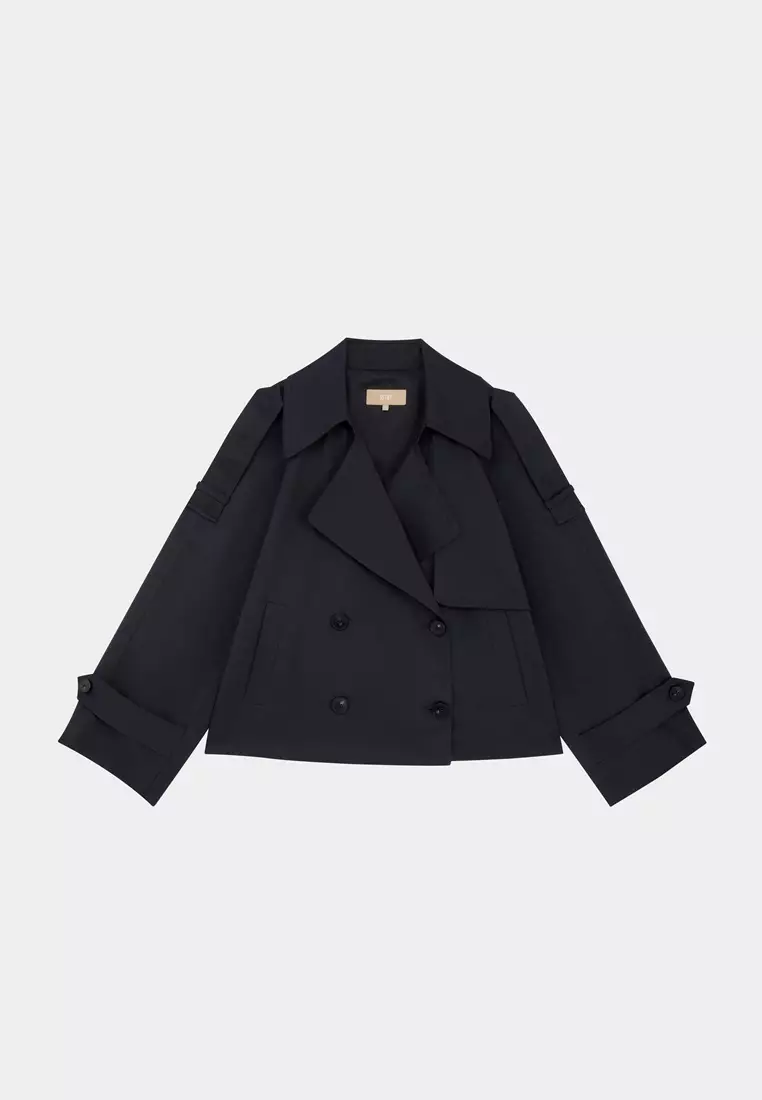 Buy SST&C Dark Blue Short Trench Coat 2025 Online | ZALORA