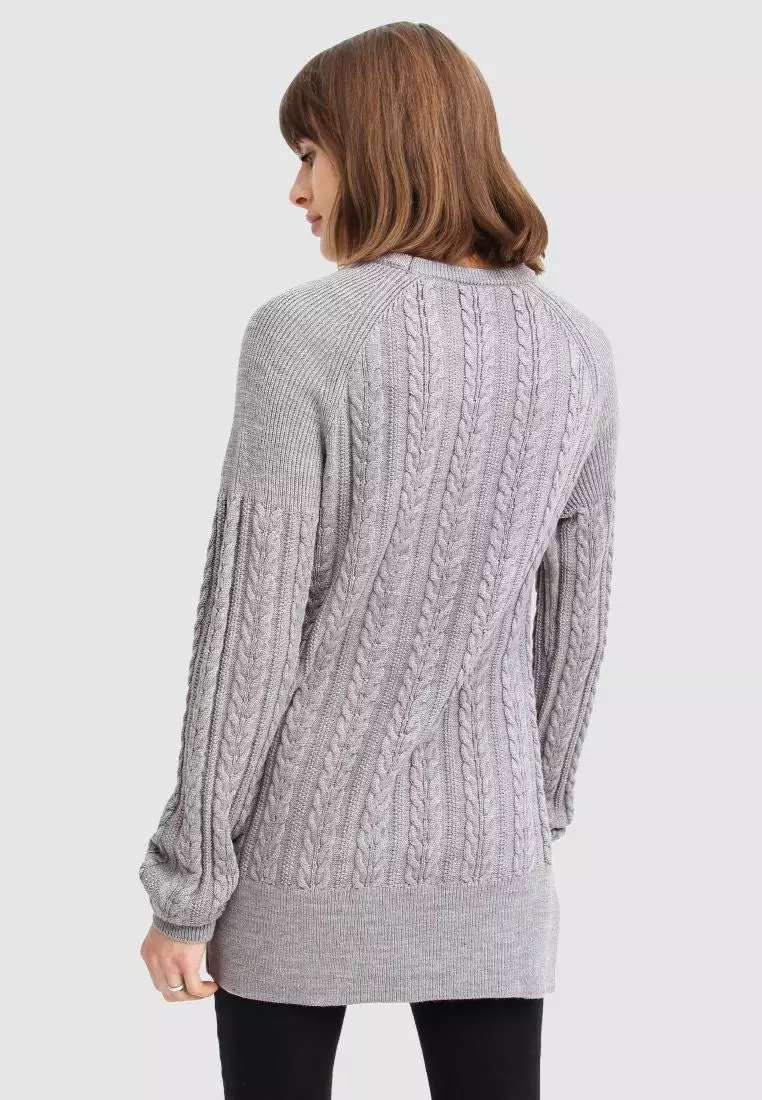 Buy Belle & Bloom At Last Cable Knit Jumper with Slit 2025 Online | ZALORA