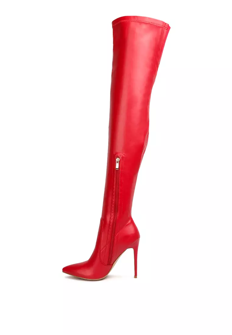 Buy London Rag Red Knee High Heel Boots Online | ZALORA Malaysia