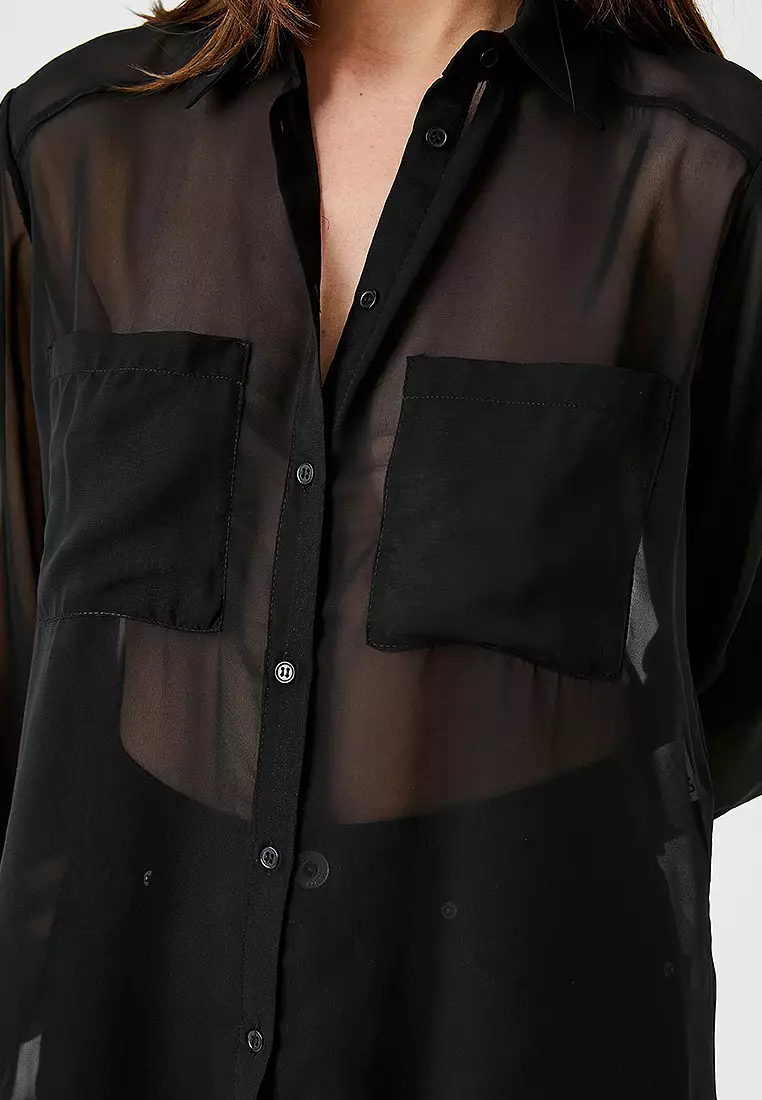 Buy KOTON Transparent Shirt Long Sleeve Double Pocket 2025 Online | ZALORA