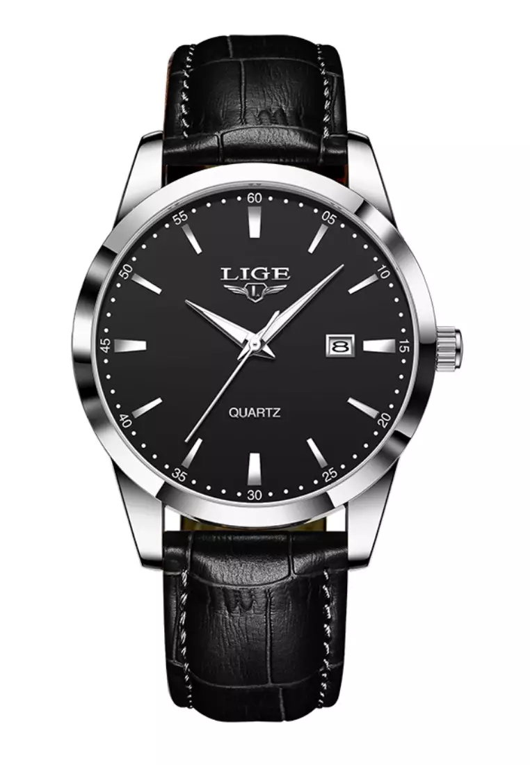 Buy LIGE Unisex Classic Stainless Steel Quartz Watch, Black dial, Black ...