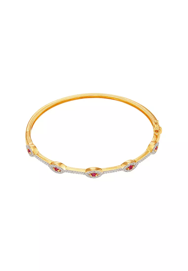 Buy HABIB HABIB Ruby and Diamond Bangle in 375/9K Yellow Gold 682260525 ...