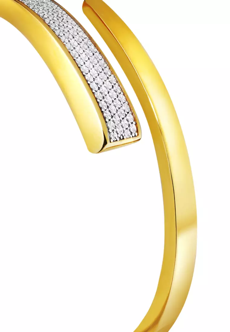 TOMEI TOMEI Anastasia Dual-Tone Extended C-Shape Bangle, Yellow Gold ...