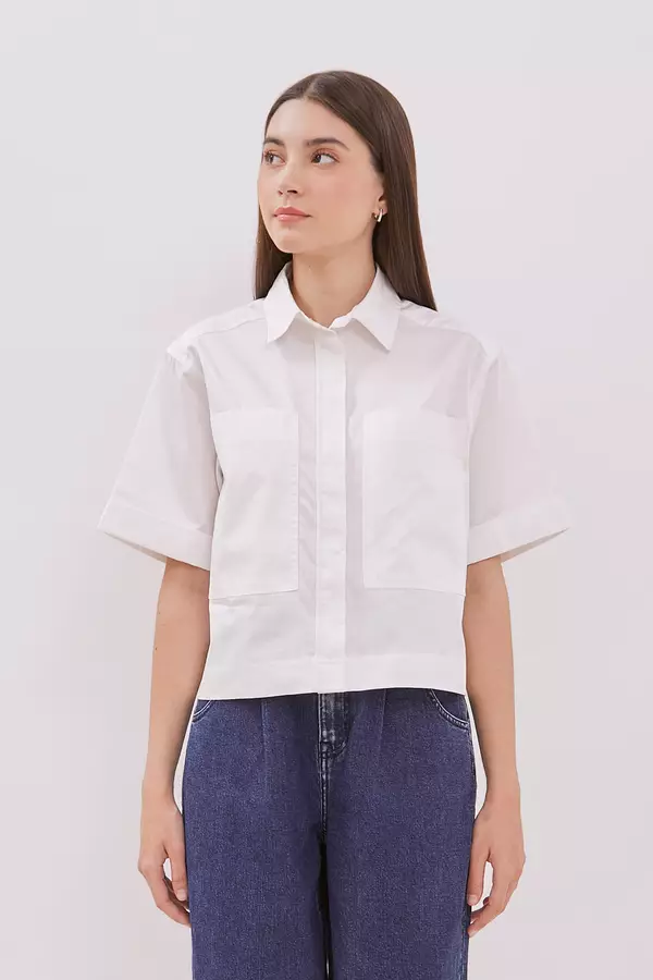 Jual Minimal MINIMAL - Dwei - Kemeja Oversize Pocket - Off White Colour ...