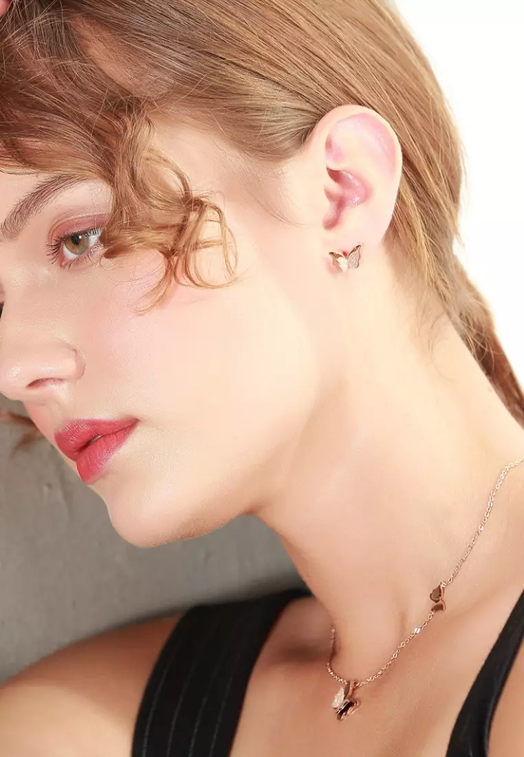 CELOVIS CELOVIS - Queen Alexandra Frosted Butterfly Stud Earrings in Rose Gold 2024 | Buy ...