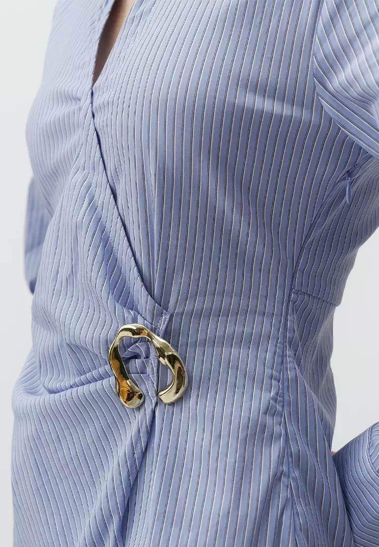 Buy Jimmy Key Jimmy Key Light Blue Shirt Collar Long Sleeve Striped ...