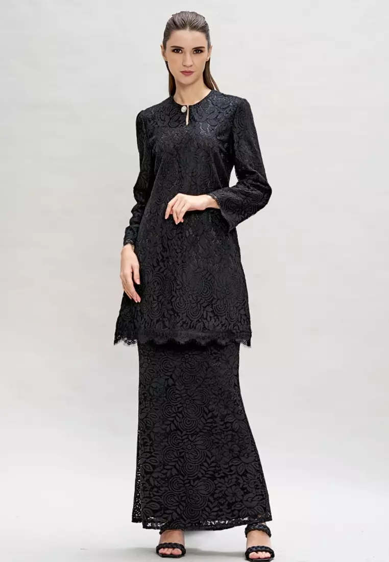 Buy Loveaisyah Black Lace Modern Baju Kurung Hari Raya Online | ZALORA ...