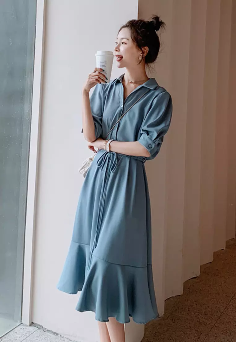Buy HAPPY FRIDAYS Chic Puff Sleeve Flare Dress JW OP-NR112D 2025 Online ...
