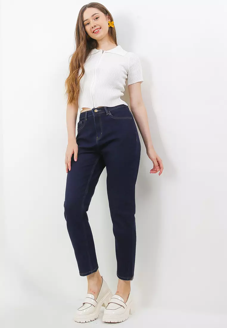 Jual Hush Puppies Dwyn High Waist Slim Fit Denim Pants Original 2025 ...