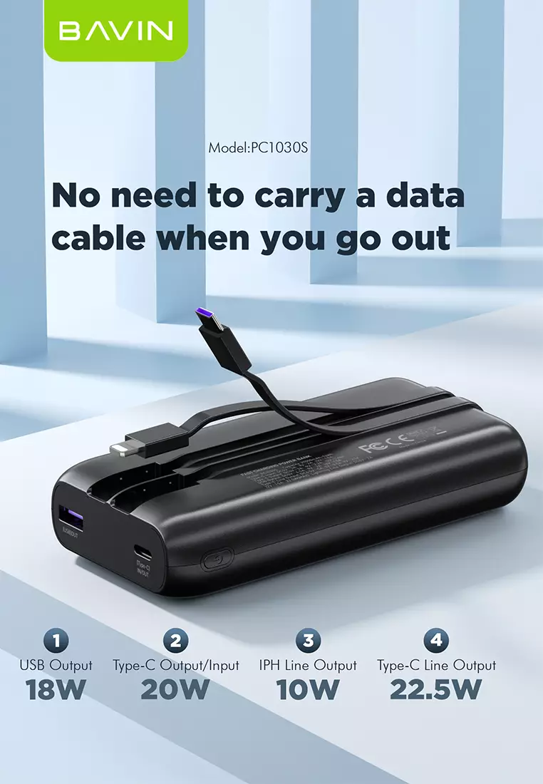 Buy BAVIN PC1030 22.5W Super Fast Charging 20000mAh Power Bank 22.5W ...