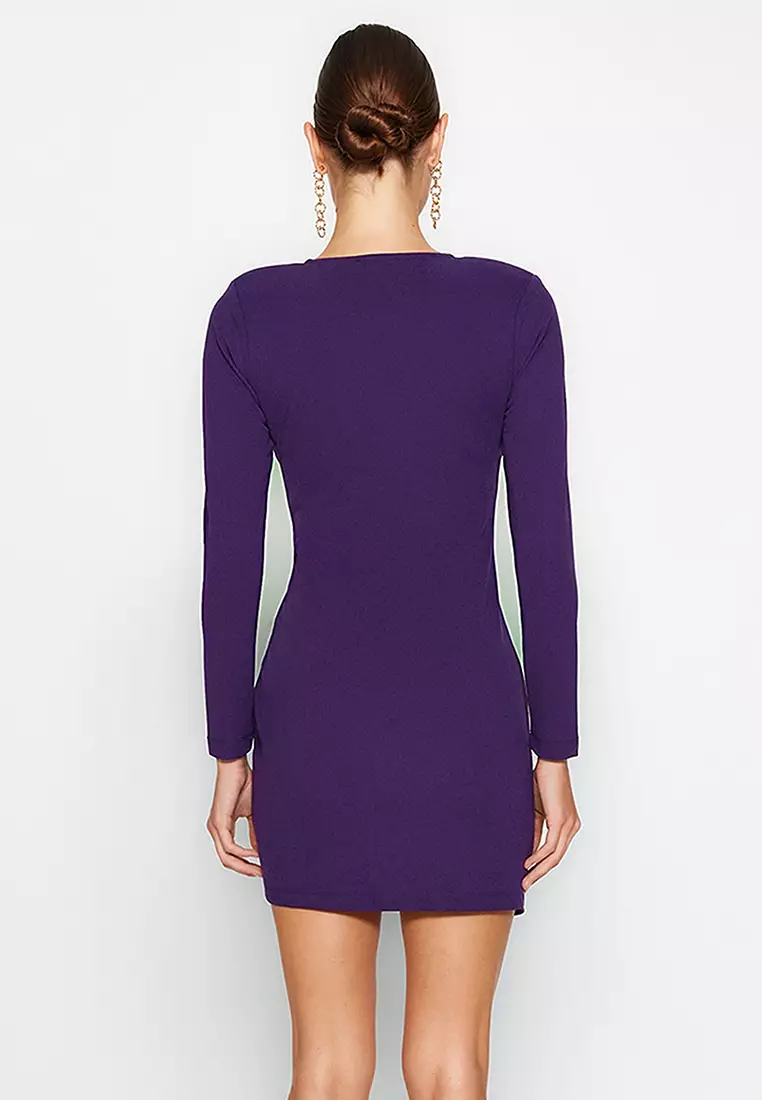 Buy Trendyol Knitted Mini Dress With Double Breasted Collar Online