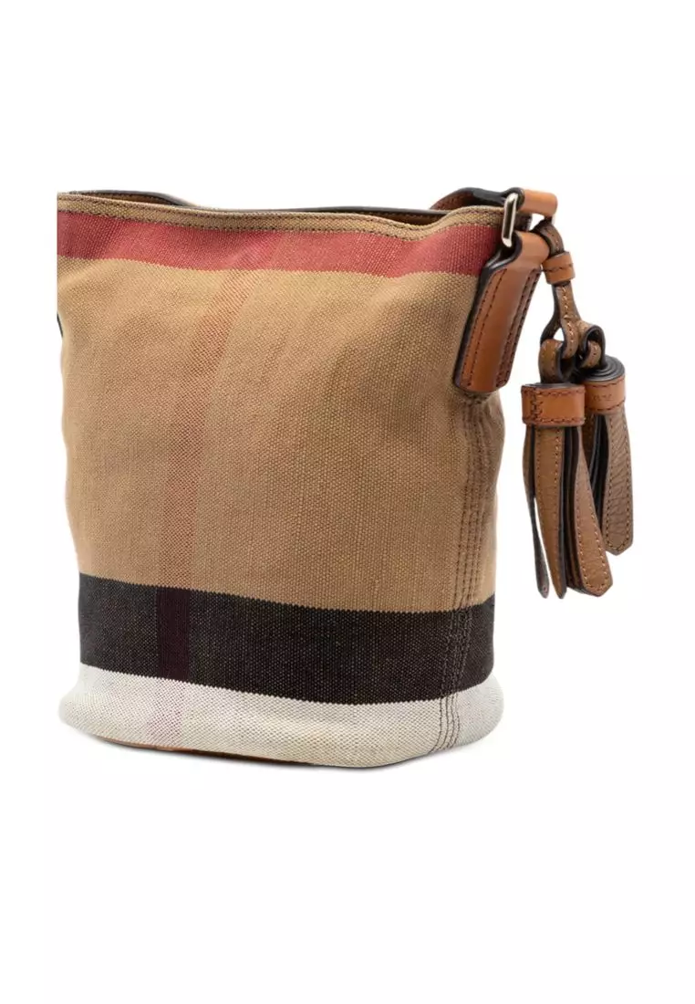 Buy BURBERRY Pre-Loved Burberry Mini Mega Check Canvas Ashby Tassel ...