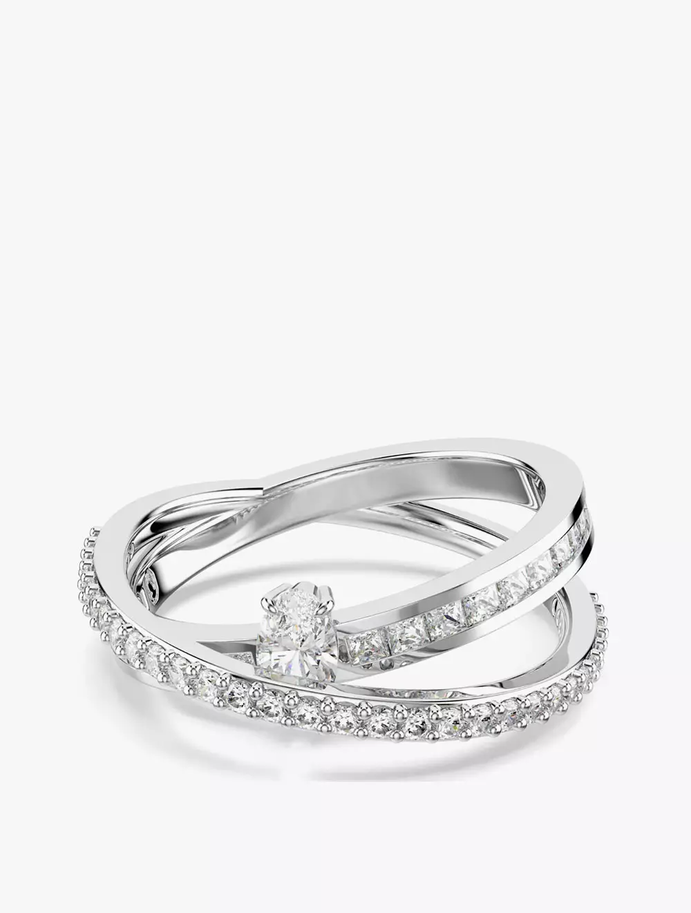 Jual Swarovski Hyperbola Ring, Mixed Cuts, White, Rhodium Plated - 55 ...