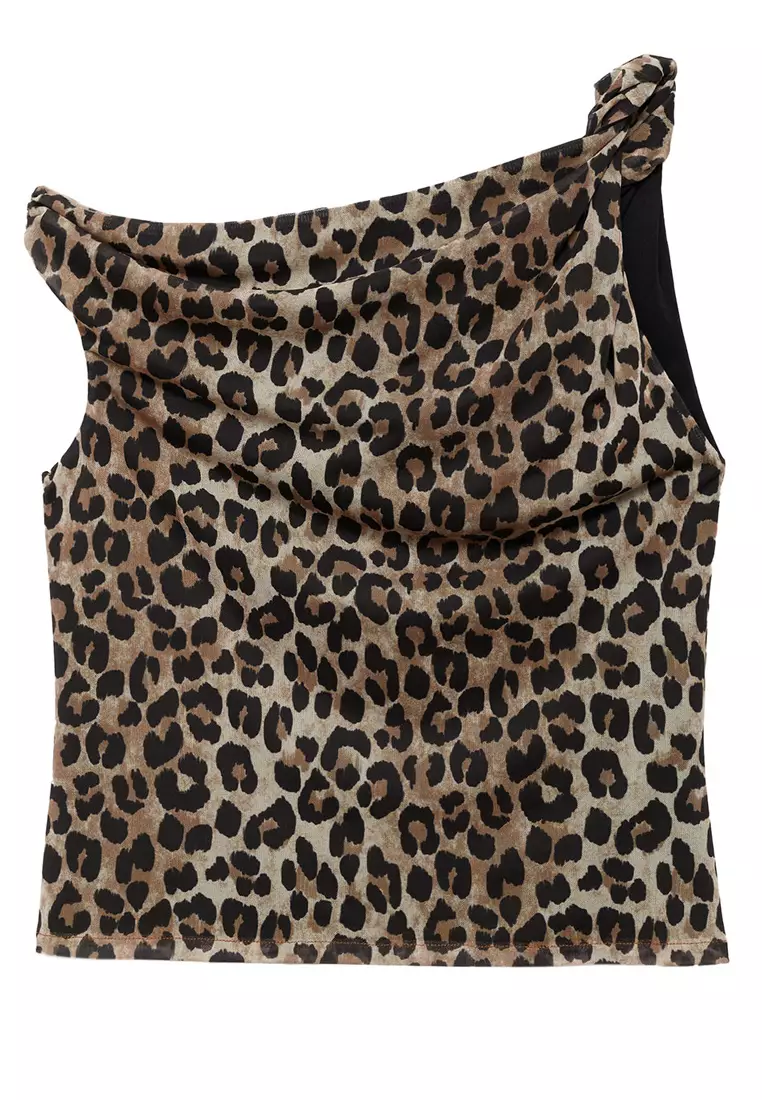 Jual Mango Asymmetric Leopard Print Top Original 2024 Zalora Indonesia