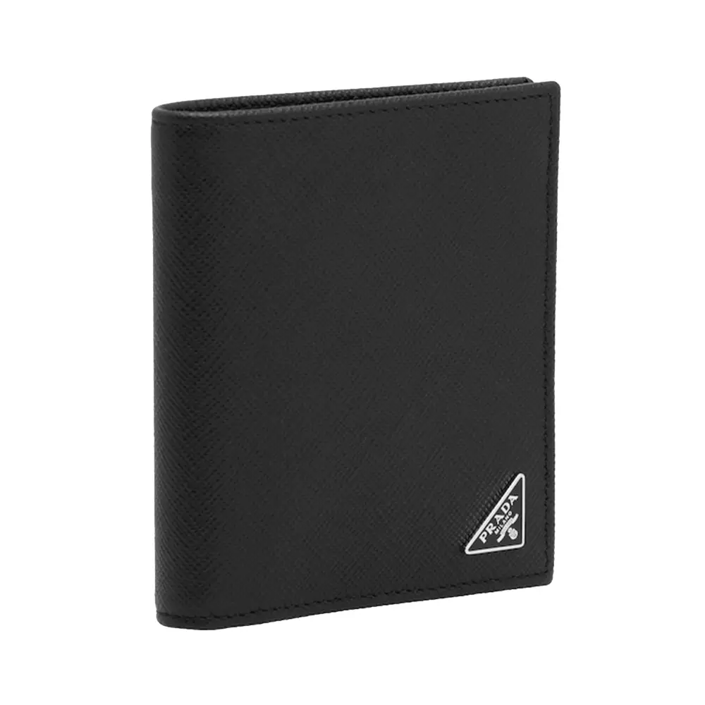Jual Prada Triangle Logo Saffiano Leather Wallet Black Original 2025 ...