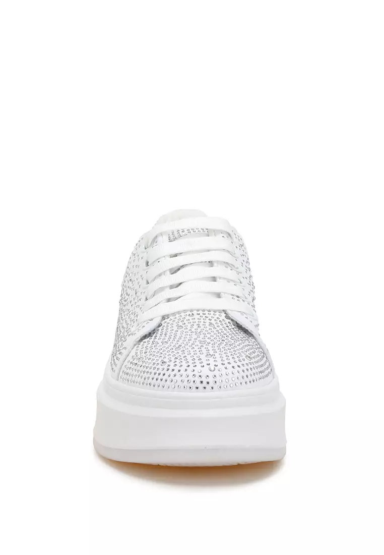 Buy London Rag Rhinestones Embellished Chunky Sneakers in White 2025 ...