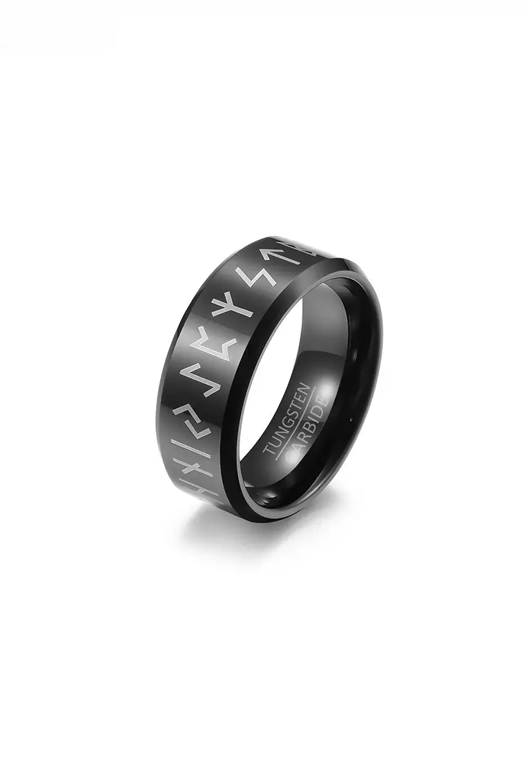 Buy HAPPY FRIDAYS Runes Tungsten Carbide Ring JW QF-016 Online | ZALORA ...