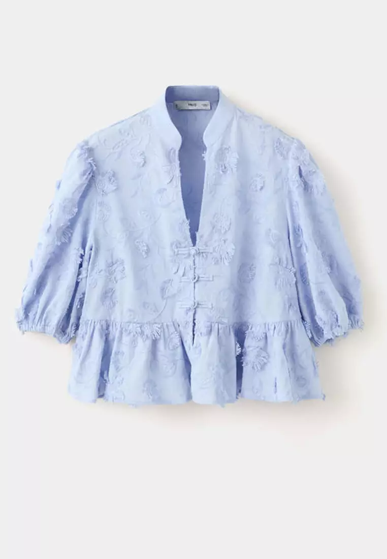 Buy Mango Embroidered Puff-Sleeves Blouse 2026 Online | ZALORA