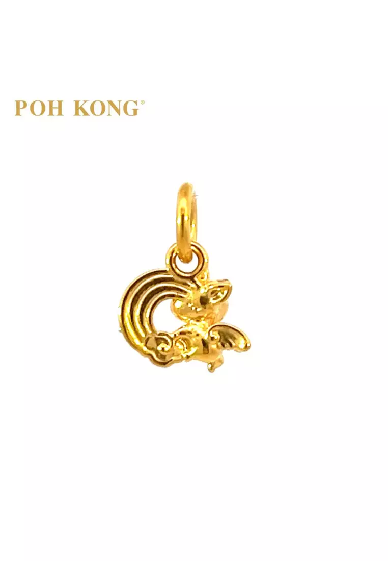 線上選購 Poh Kong POH KONG 916/22K Yellow Gold Unicorn with Rainbow Pendant | ZALORA 台灣