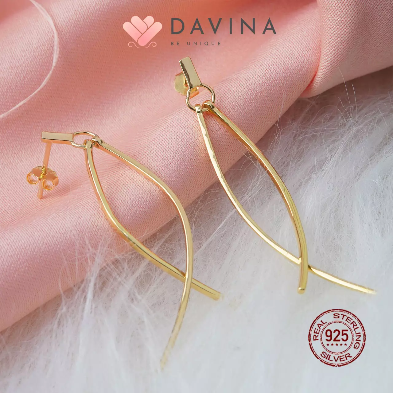 Jual DAVINA Jewelry DAVINA Ladies Hanabi Earrings Gold Color Sterling ...