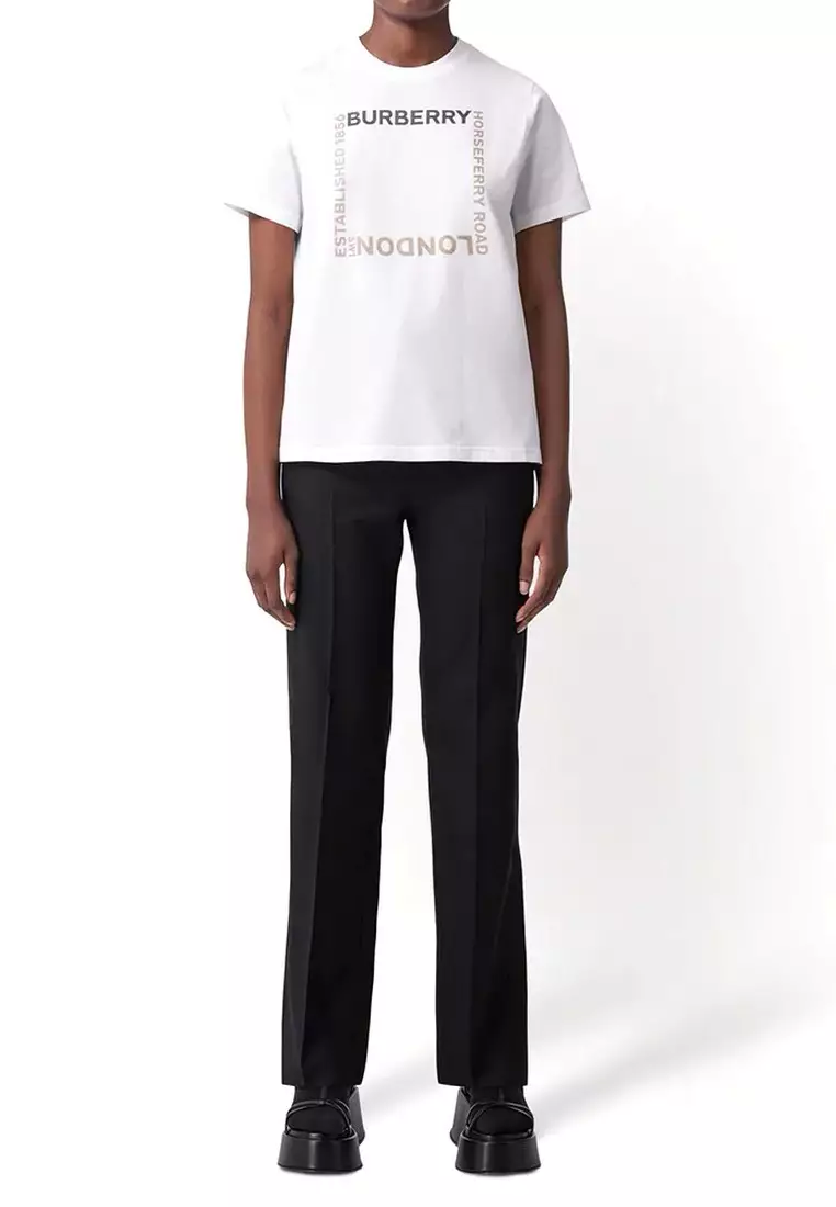 Buy Burberry Horseferry Square Print Cotton T-Shirt in White 2025 Online | ZALORA