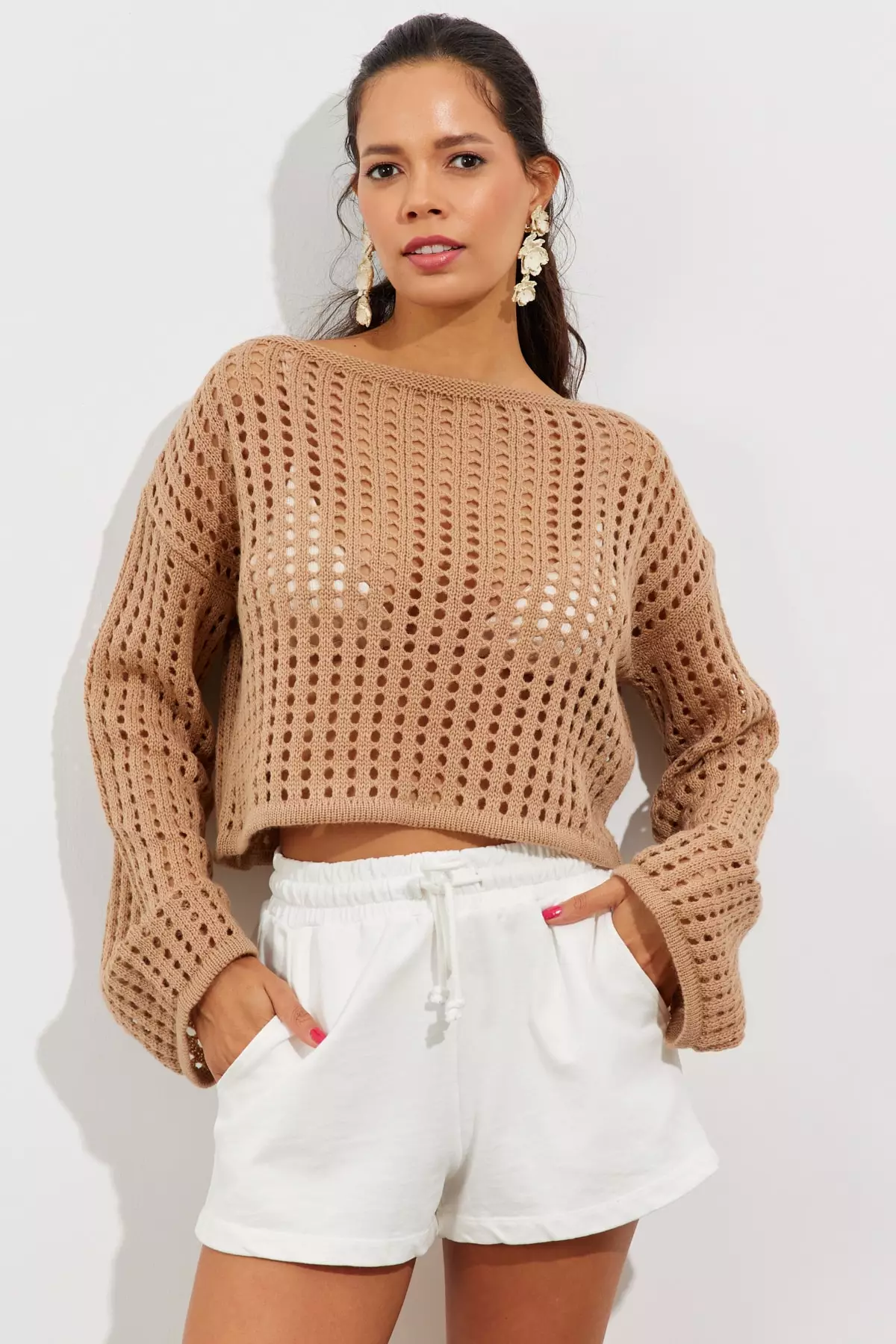 Buy Cool & Sexy Boat Neck Openwork Knit Top 2025 Online | ZALORA