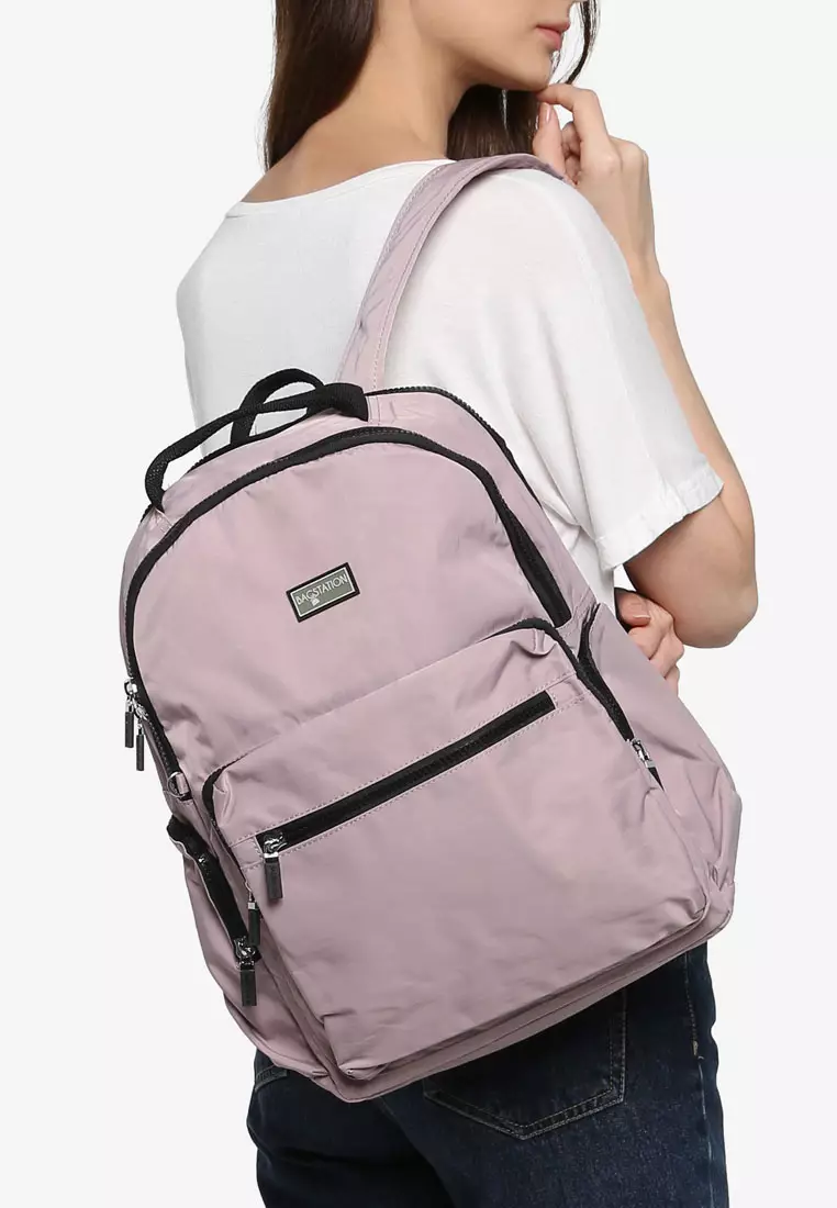 Jual Bagstation Contrast Zip Nylon Large Backpack Original 2024 | ZALORA Indonesia