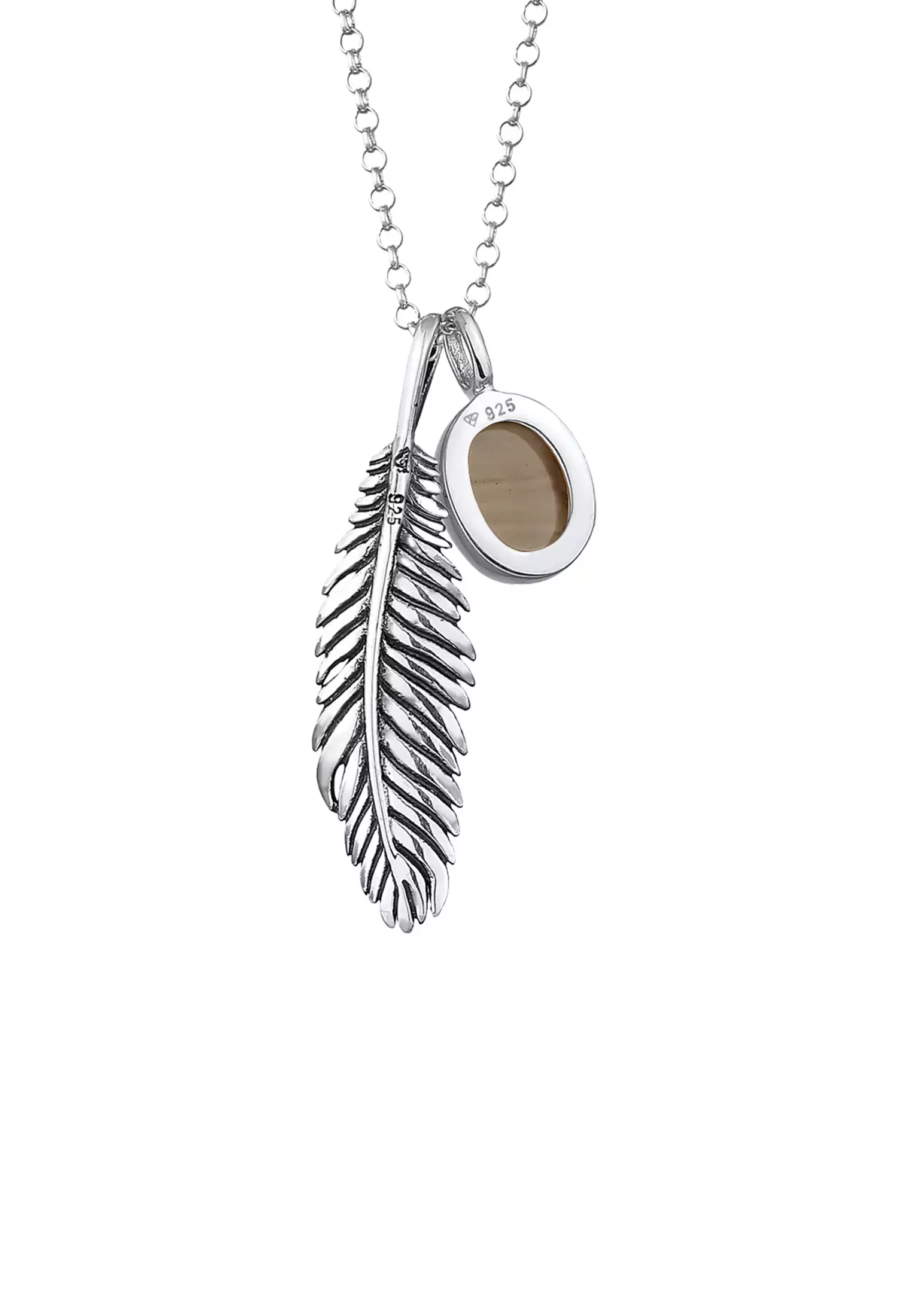 Buy Kuzzoi Men's Silver Feather and Quartz Pendant Necklace – Oxidised ...