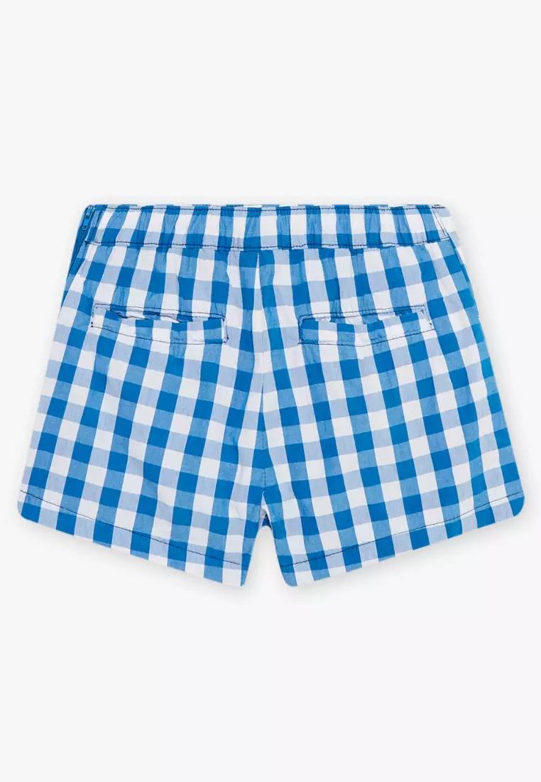 Buy Sergent Major Blue checkered shorts in satin 2025 Online | ZALORA