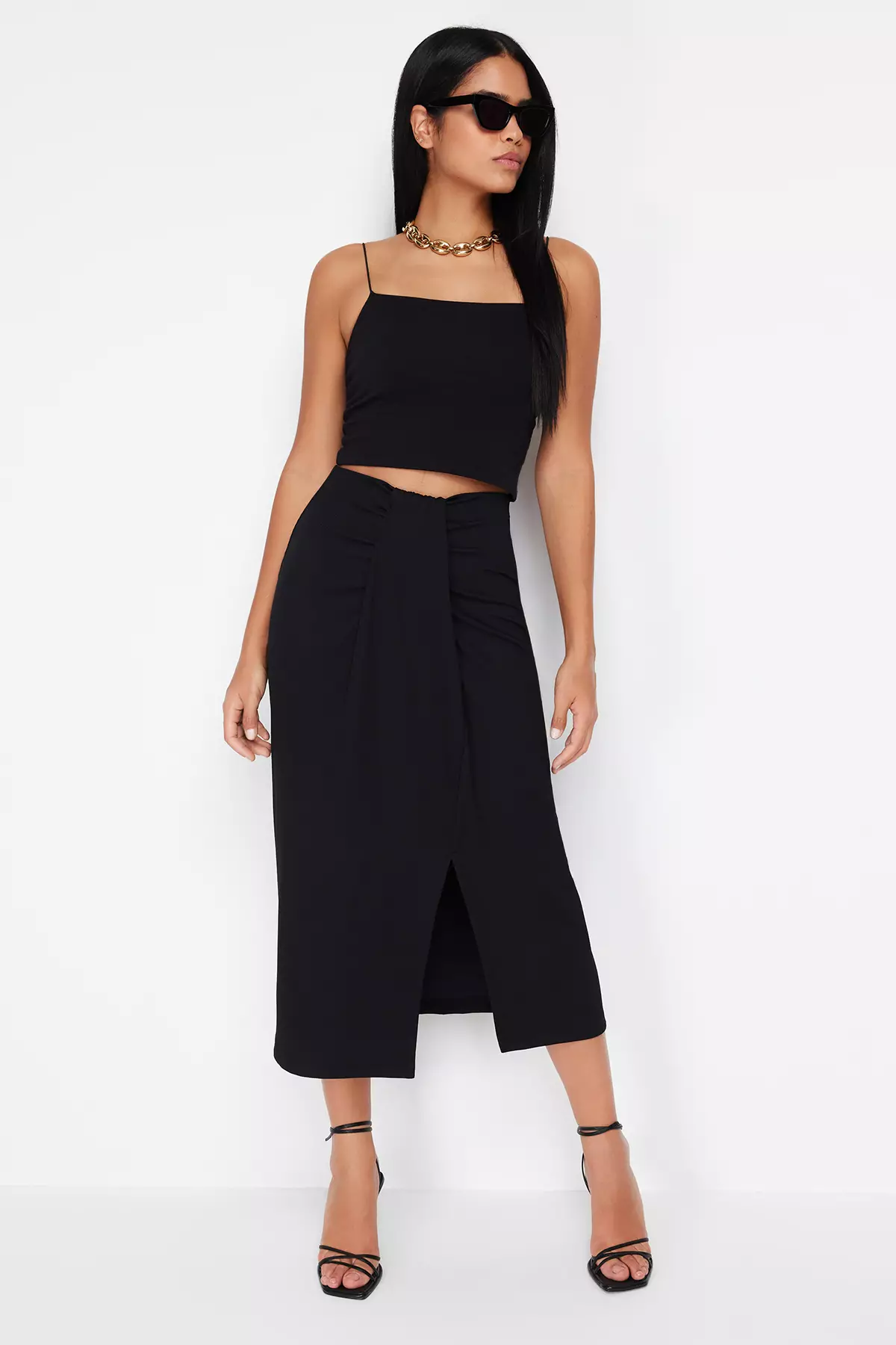 Buy Trendyol Gather Detailed Flexible Midi Skirt 2025 Online | ZALORA ...