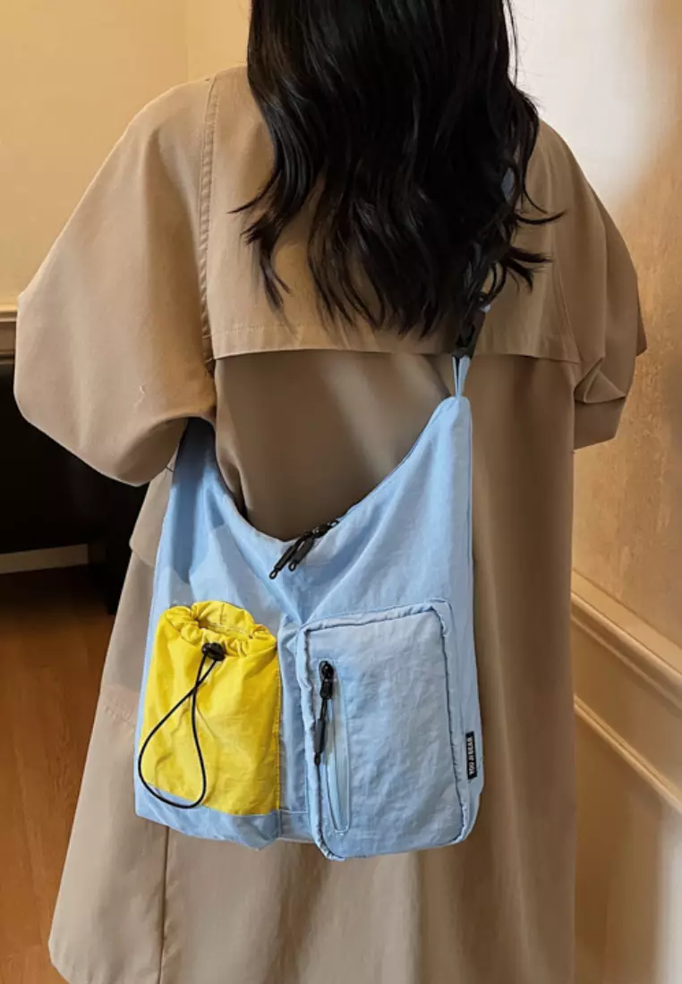 Buy Sunnydaysweety Color-Blocked Multi-Pocket Hobo Bag CA26042869BL ...