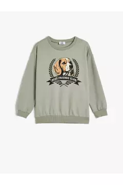 Buy KOTON Oversize Sweatshirt Dog Printed Crew Neck Long Sleeve Cotton ...
